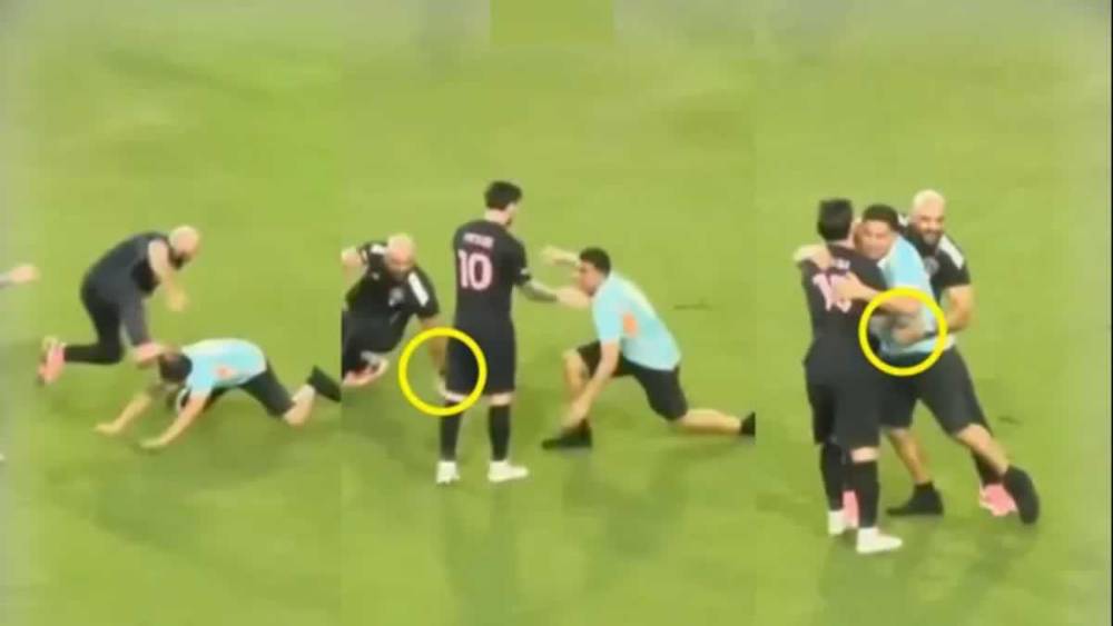 Guardaespaldas de Messi es ‘tacleado’ por un aficionado en Panamá