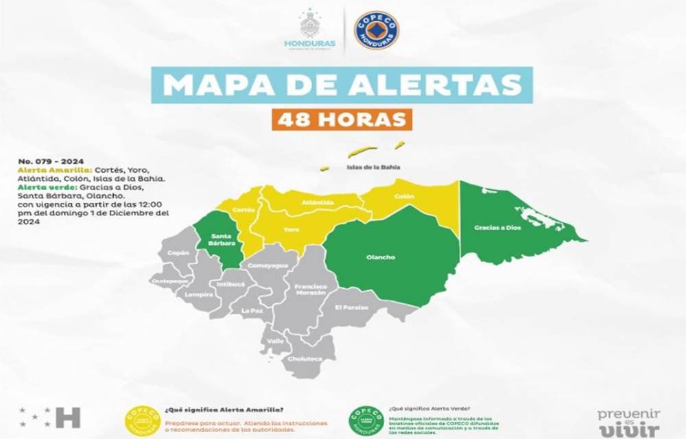 Copeco: Alerta amarilla en Honduras por masa de aire frío
