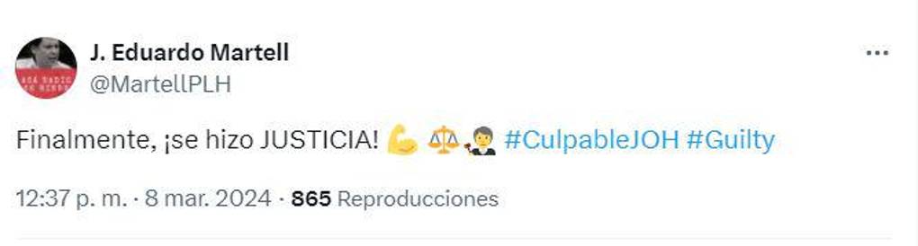 Mel, Nasralla y otros políticos reaccionan a veredicto contra Juan Orlando Hernández