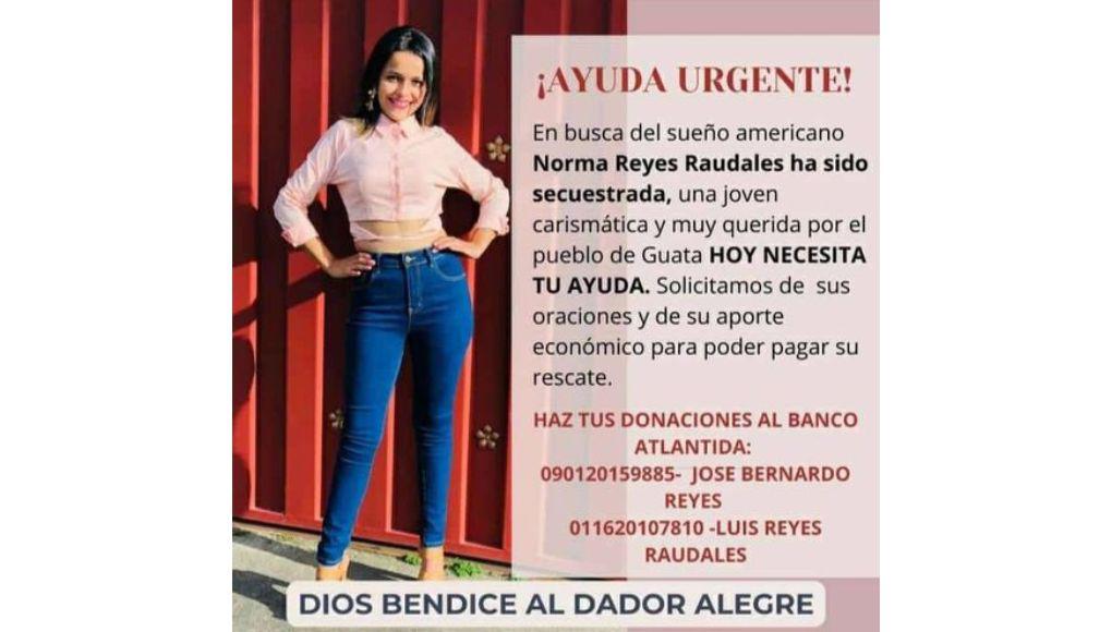 Costoso rescate: ella es Norma Reyes, hondureña secuestrada en México