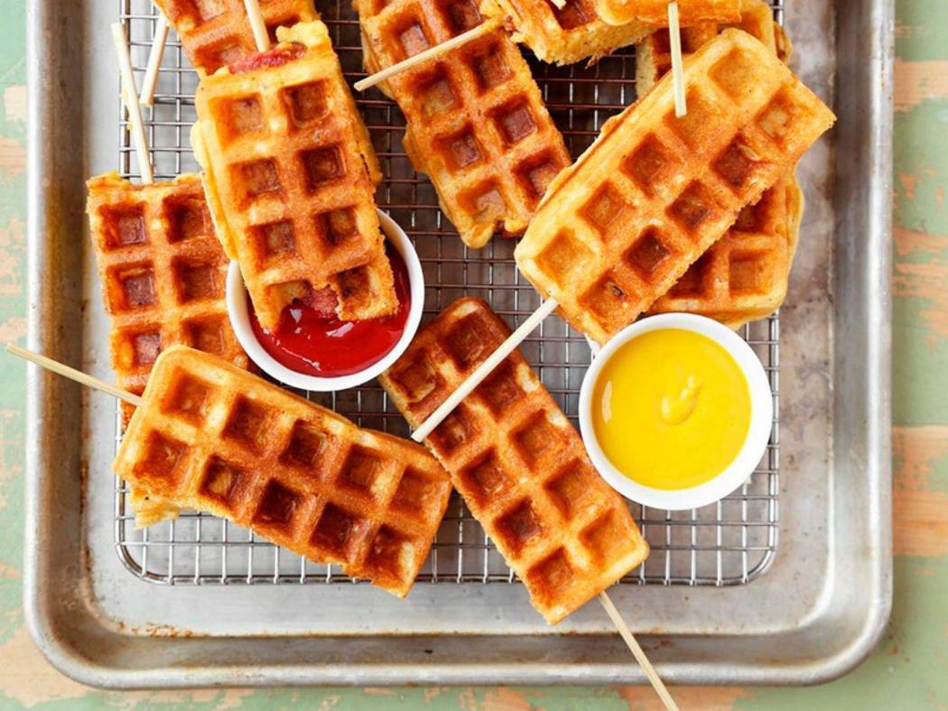 Corn dog waffles