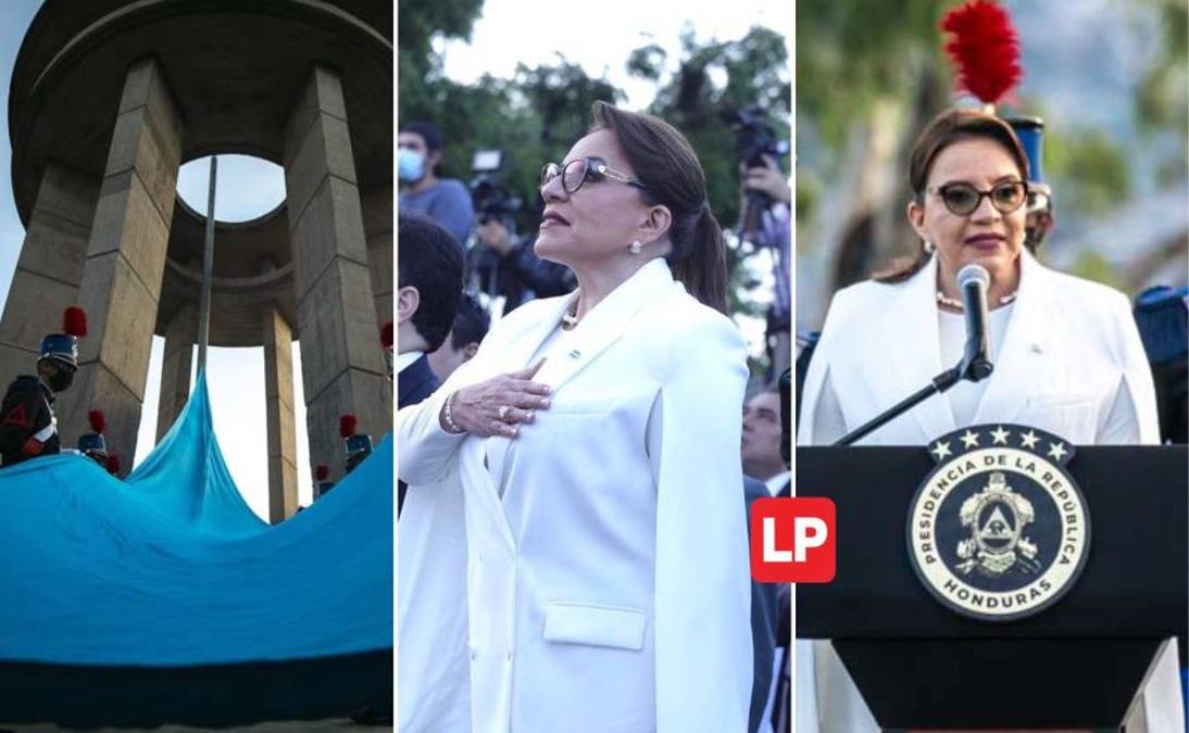 Xiomara Castro encabezó la izada de la bandera en inauguración de fiestas de independencia (Fotos)