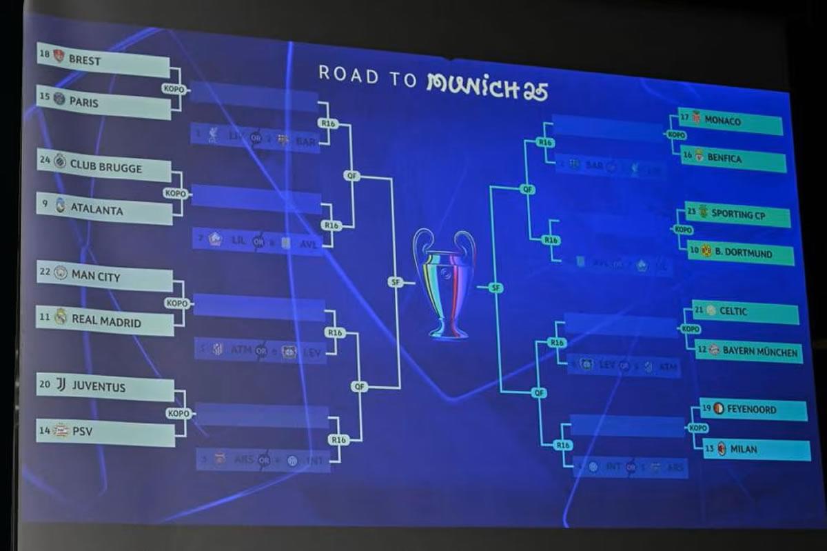 Real Madrid contra duro rival: definidos los cruces de playoffs de la Champions League