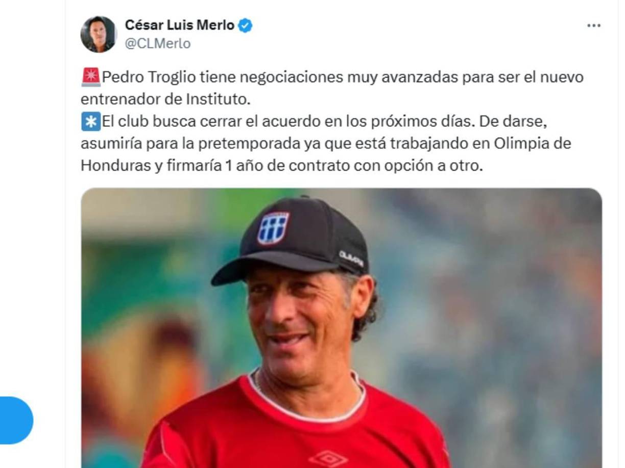 Bombazo: Así es el club que ha contactado a Pedro Troglio para sacarlo ...