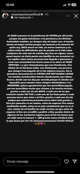 Roxy Somoza gana el TikTok Live Fest Global de Latinoamérica