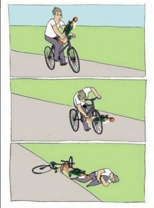 ¡A reír!: Los memes se burlan de ciclista que chocó mientras cargaba un ...