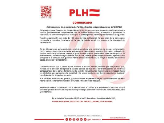 Partido Liberal condena quema de bandera del Partido Libre en sus ...