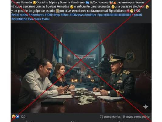 Es un deepfake de Zambrano, Cossette López y militar está generado con IA