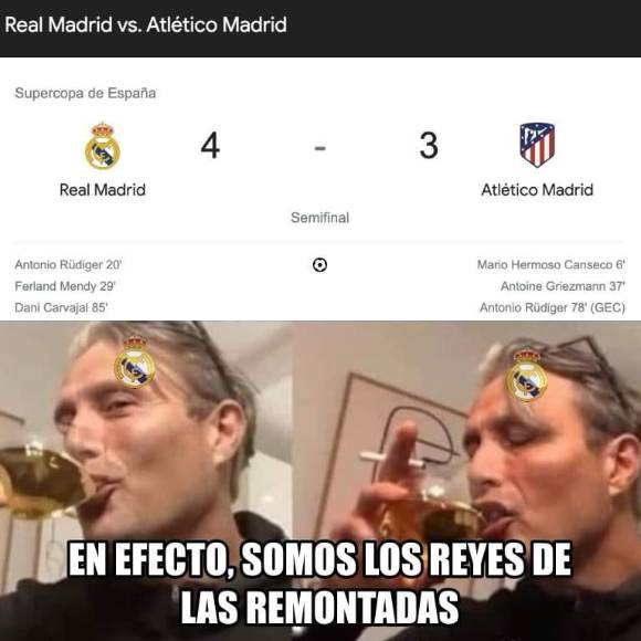 Atlético, víctima de crueles memes tras caer ante Real Madrid en Supercopa