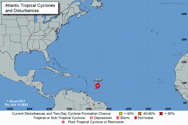 Tormenta tropical Tammy amenaza con ser huracán en el Caribe