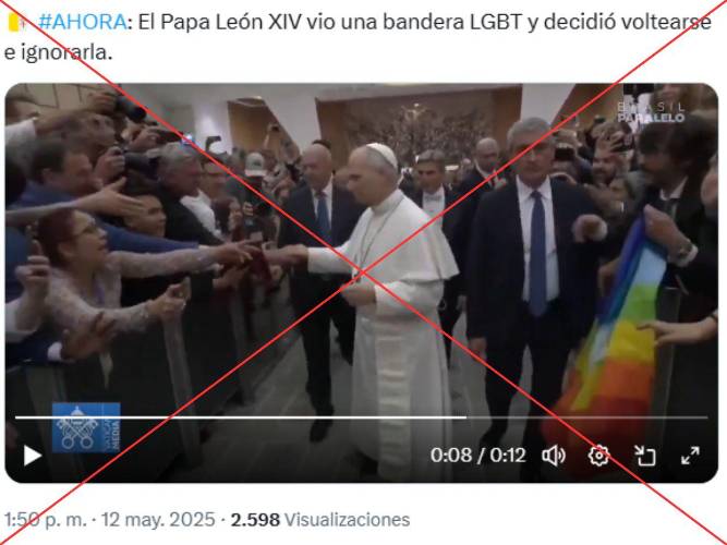 Este video no muestra al papa León XIV “ignorando” una bandera LGTBI ...