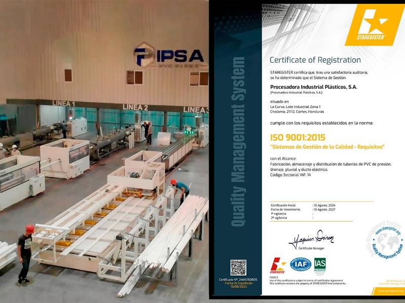 PIPSA PVC obtiene certificación ISO 9001-2015 y renueva su compromiso