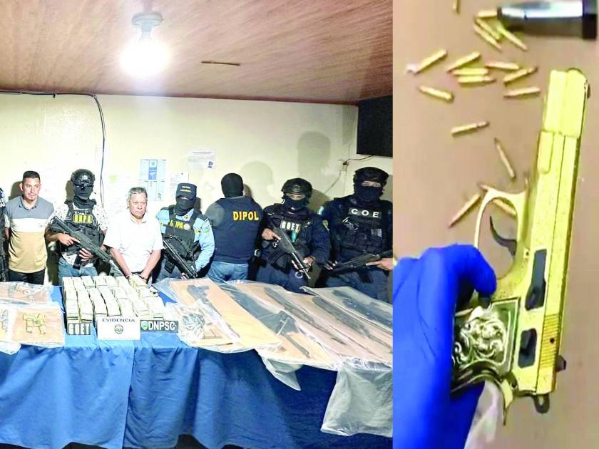 Durante operativos decomisan una pistola de oro y otras armas en Copán