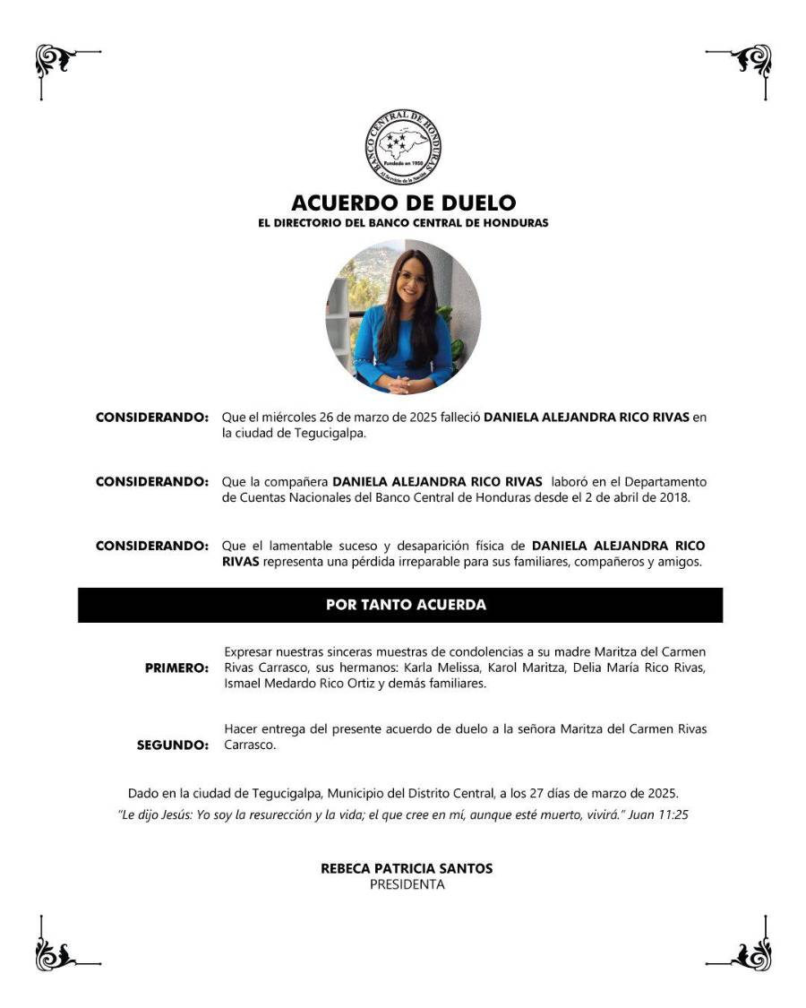 Consternación por muerte de Daniela Rico, economista hondureña